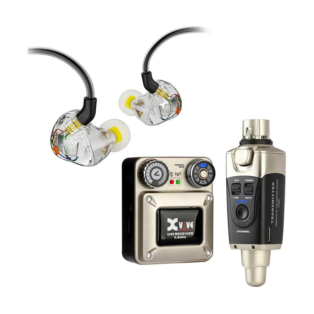Xvive U45T9 In-Ear bežični monitoring sistem sa T9 slušalicama (5.8 GHz ...